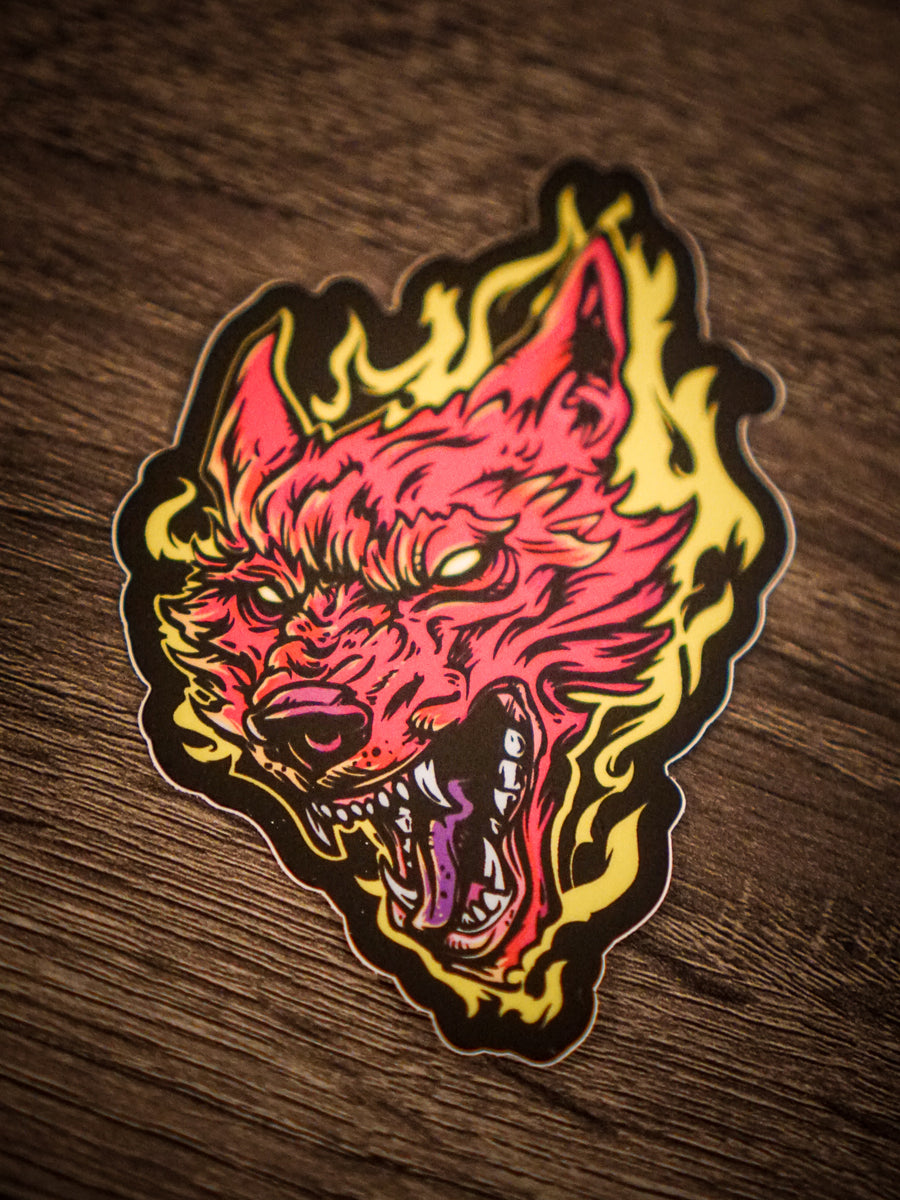 Flame Wolf Die-Cut Sticker – Defcon Propaganda